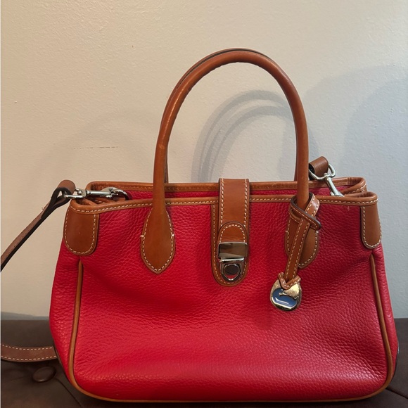 Dooney & Bourke | Bags | Dooney Bourke Red Satchel With Brown Trim ...